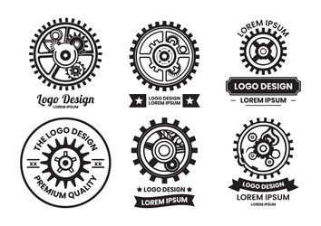 Mechanic or engineer logo in flat line art style Vector Image