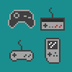 Pixel art - modern gamepads Royalty Free Vector Image