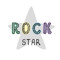 Rock star - fun hand drawn nursery poster Vector Image