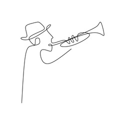 Continuous line drawing of jazz musicians playing Vector Image