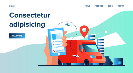 Customer using mobile app for tracking order Vector Image