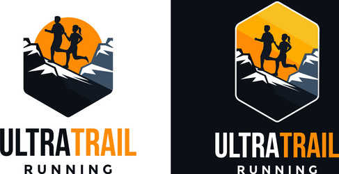Running marathon emblem logo Royalty Free Vector Image
