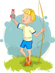 Cartoon boy fishing Royalty Free Vector Image - VectorStock