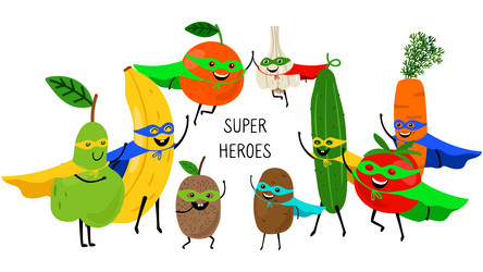 Vegetable super heroes Royalty Free Vector Image