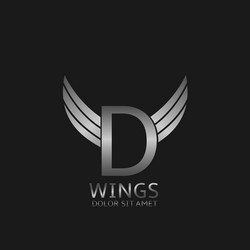 Typography logo font letter d wings Royalty Free Vector
