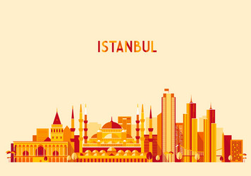 Landscape of the turkish city istanbul Royalty Free Vector
