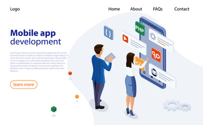 Mobile app design and user interface development Vector Image
