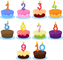 Cartoon birthday cake numbers candle anniversary Vector Image