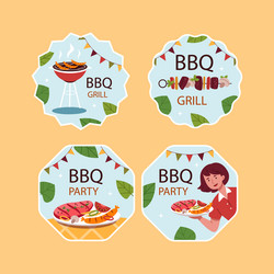 Bbq party labels template isolated on white Vector Image