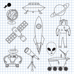 Outer space theme objects set with different Vector Image