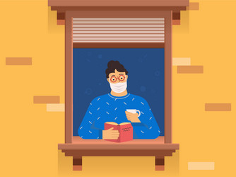 Man stay home and read a book Royalty Free Vector Image