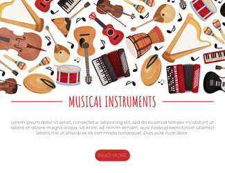 Musical instruments banner design Royalty Free Vector Image