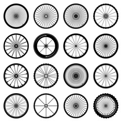 Bicycle wheels tires silhouettes bike Royalty Free Vector