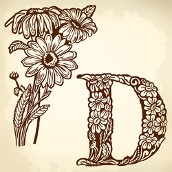 Daisy letter d Royalty Free Vector Image - VectorStock