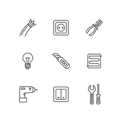 Home repair electric flat icons set Royalty Free Vector