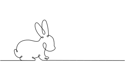 Rabbit one line continuous drawing hare Royalty Free Vector
