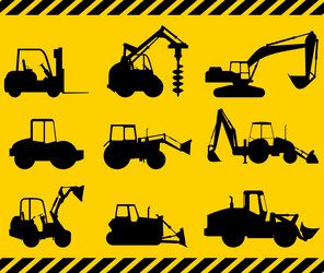 Set of detailed heavy construction and mining Vector Image