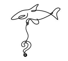 Silhouette of fish and question mark as line Vector Image