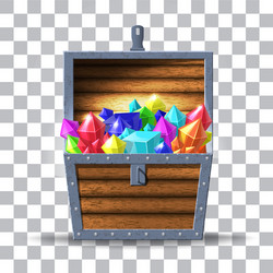 Realistic open chest vintage old treasure wooden Vector Image