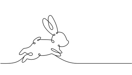 One line rabbit head design silhouette Royalty Free Vector