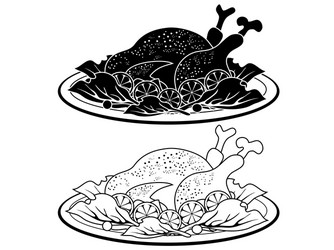 Garnished roasted turkey Royalty Free Vector Image