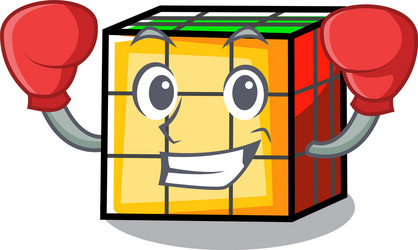 Boxing winner rubik cube mascot cartoon Royalty Free Vector