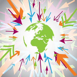 Earth with colorful arrows Royalty Free Vector Image