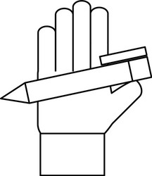 Hand holding pen sketching a pencil drawing Vector Image