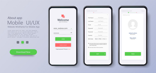 Sign up screen mobile app ui for registration Vector Image