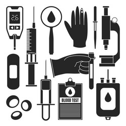 Test blood cartoon set icon Royalty Free Vector Image