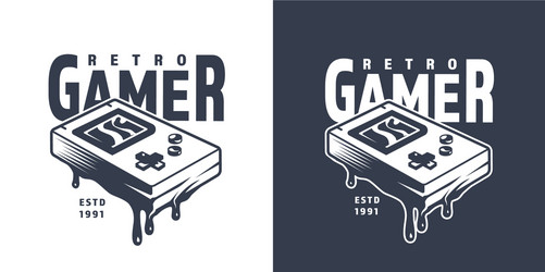 Video game emblem set gamer retro style Royalty Free Vector