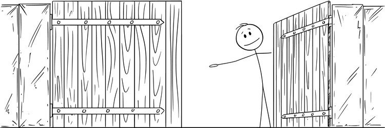 Cartoon of man or businessman kicking the locked Vector Image