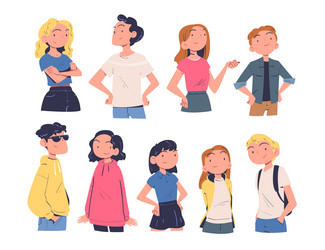 Confident people characters with satisfied face Vector Image