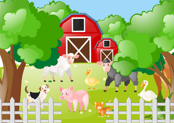 Farm animals in barnyard Royalty Free Vector Image
