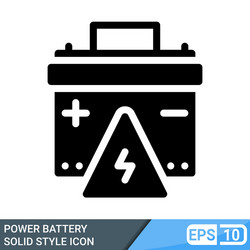 Power battery icon in solid style Royalty Free Vector Image