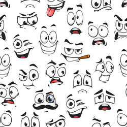 Funny cartoon faces seamless pattern background Vector Image