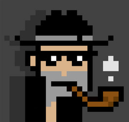 Cigar-wielding spy agent - pixel art Royalty Free Vector