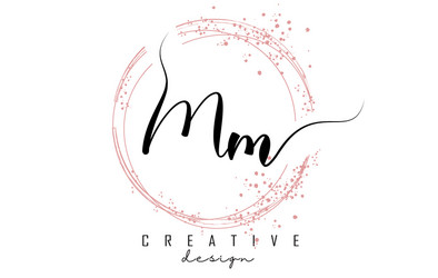 Creative blue letters mm m logo with leading Vector Image