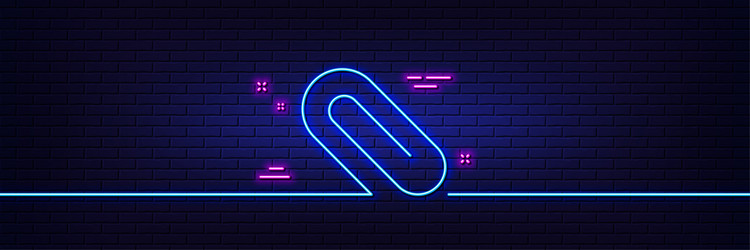 Attach line icon attachment paper clip sign neon Vector Image