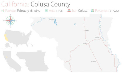 Map colusa county in california Royalty Free Vector Image