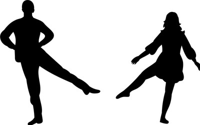 Silhouette a guy and girl dancing dance Royalty Free Vector