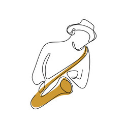 Continuous line drawing of jazz musicians playing Vector Image