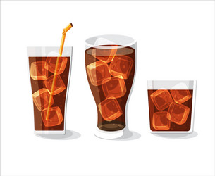 Soft drink bottle and glass cold coke Royalty Free Vector