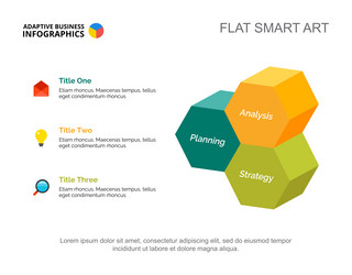 Three elements flow chart template Royalty Free Vector Image