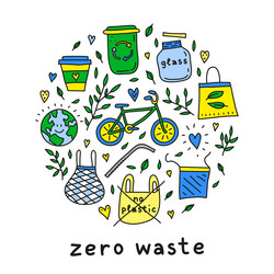Poster with zero waste icons Royalty Free Vector Image