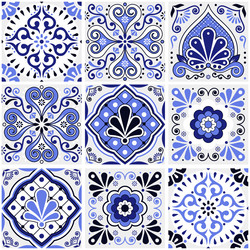 Mexican tiles seamless pattern - big set Vector Image