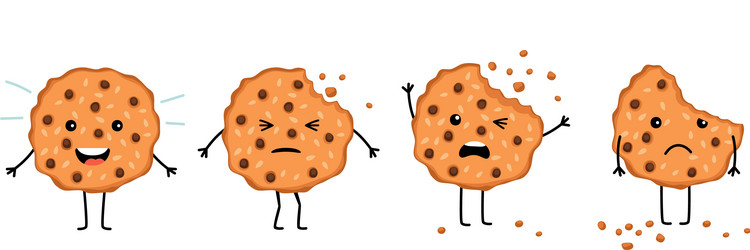 Chocolate chip whole cookie cartoon Royalty Free Vector