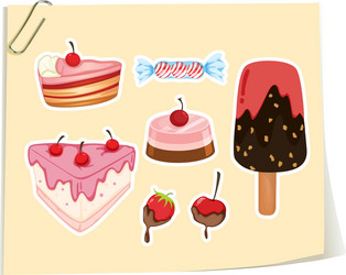 Delicious sweets and desserts set ice cream cake Vector Image