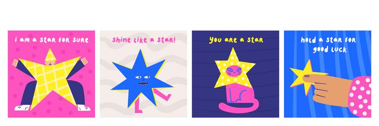 Cute doodle birthday party cards Royalty Free Vector Image