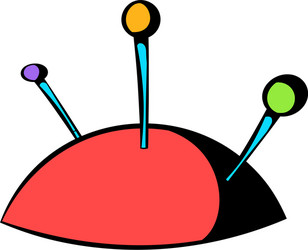 Red pin cushion with pins cartoon icon Royalty Free Vector